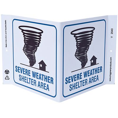 Severe Weather Shelter V-Style Sign | Seton