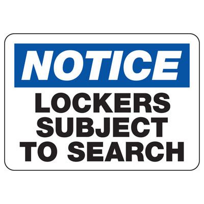 Lockers Subject To Search Signs, Locker Security Signs | Seton | Seton