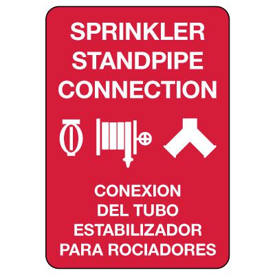 Bilingual Sprinkler Standpipe Connection Sign | Emedco