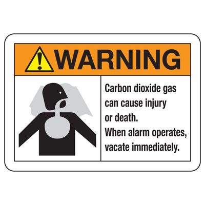 ANSI CO2 Warning Sign - When Alarm Operates, Vacate Immediately | Emedco