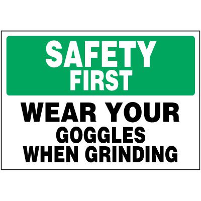 Safety First Wear Goggles Labels | Emedco