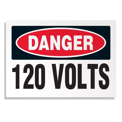 Danger 120 Volts - 5pk OSHA Electrical Labels | Emedco