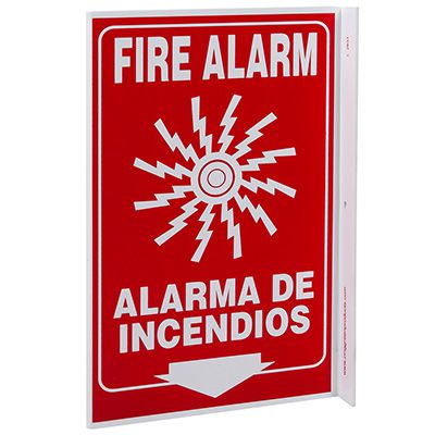 Fire Alarm Bilingual L-Style Sign | Seton