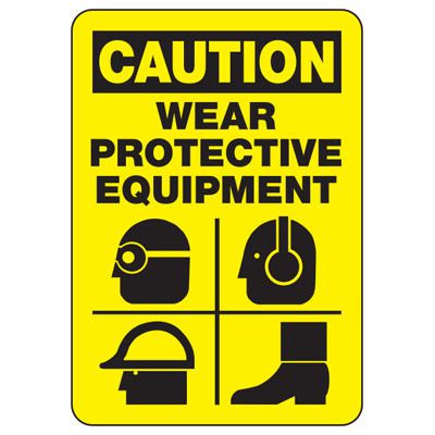 Personal Protective Equipment (PPE) signs for head, hearing ...