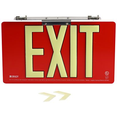 BradyGlo™™ UL924 Exit Sign 50' Ceiling Mount - Red | Seton