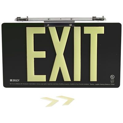 BradyGlo™ UL924 Exit Sign 75' Double Sided Ceiling Mount - Black | Seton