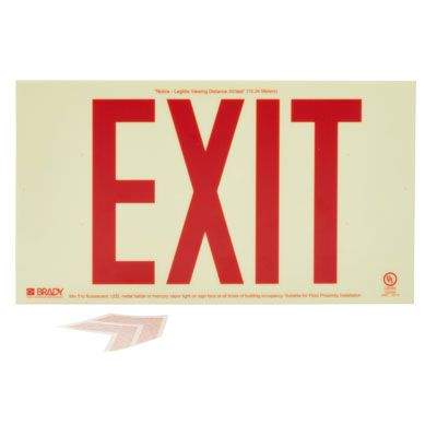 Frameless BradyGlo™ UL924 Exit Sign 50' Wall Mount - Red | Emedco