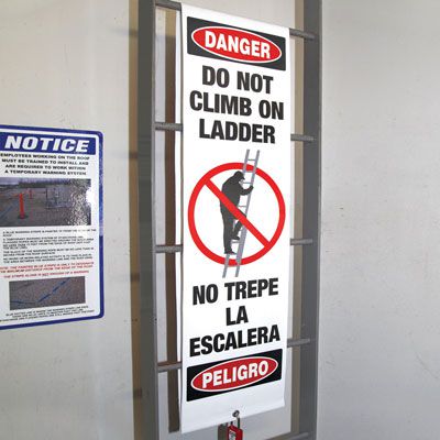 Bilingual Ladder Wrap, Ladder Safety Tags | Emedco