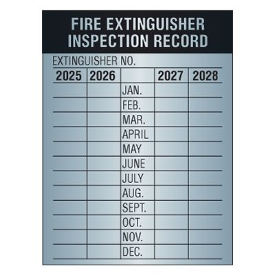 Aluminum Fire Extinguisher Inspection Labels - 2025-2028 | Emedco