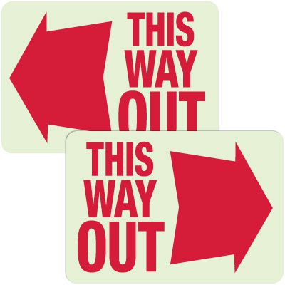 Luminous Exit and Path Marker Signs - This Way Out (Left Arrow) | Seton
