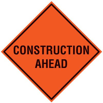 Roll-Up Signs And Stands - Construction Ahead, Safety Signs | Emedco