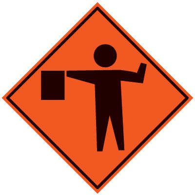 Flagger Symbol Roll-Up Sign, Traffic Control Signs | Seton